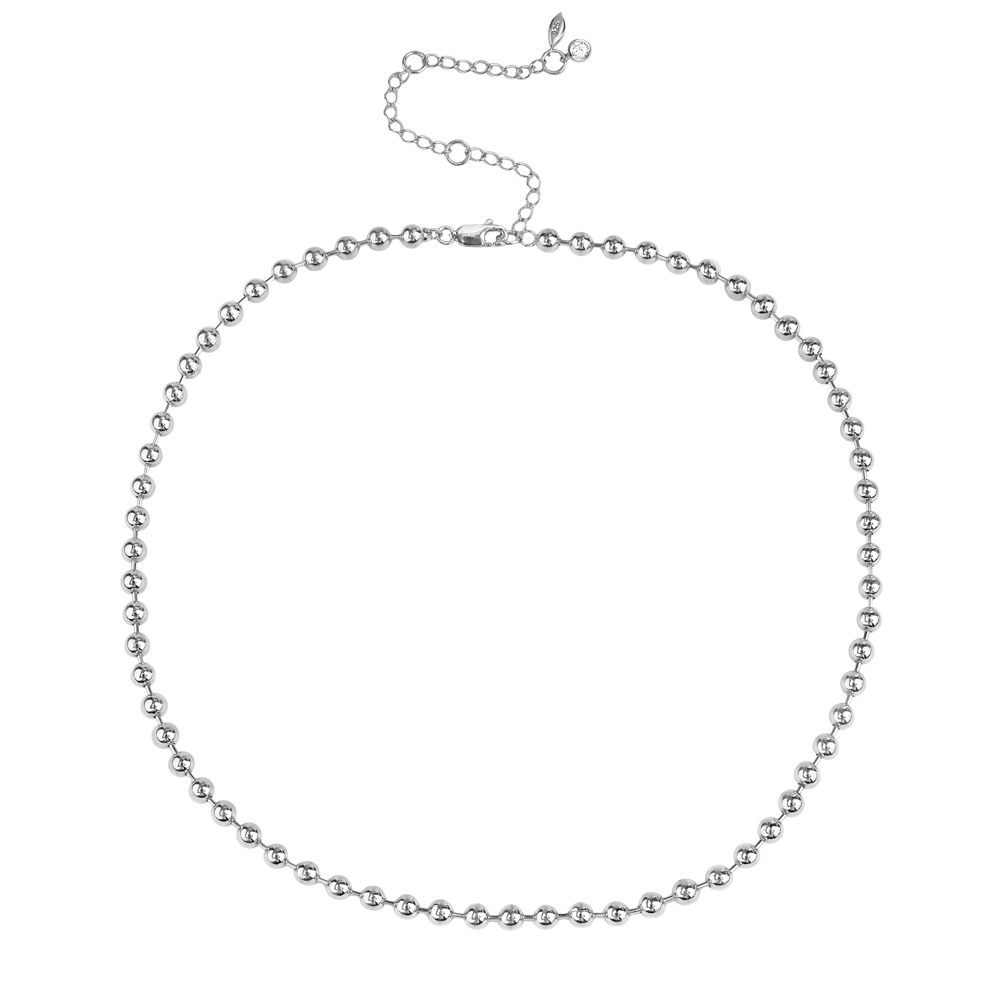Unisex Large Ball Chain Necklace - Sterling Silver