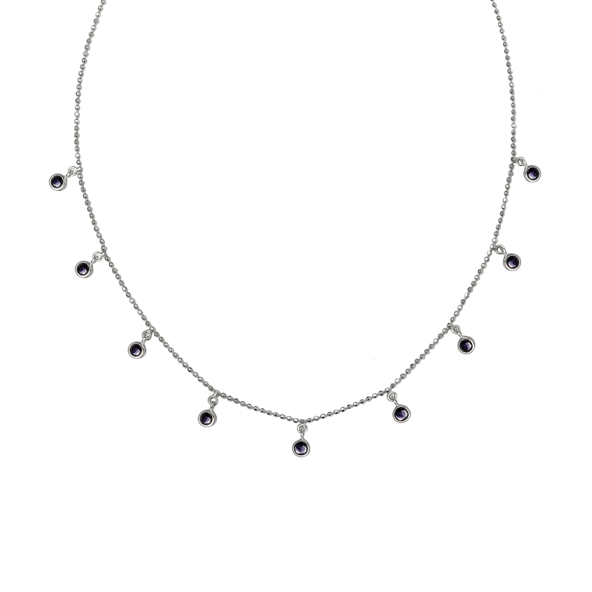 Dipta 9 Stone Black Spinel Necklace - Sterling Silver