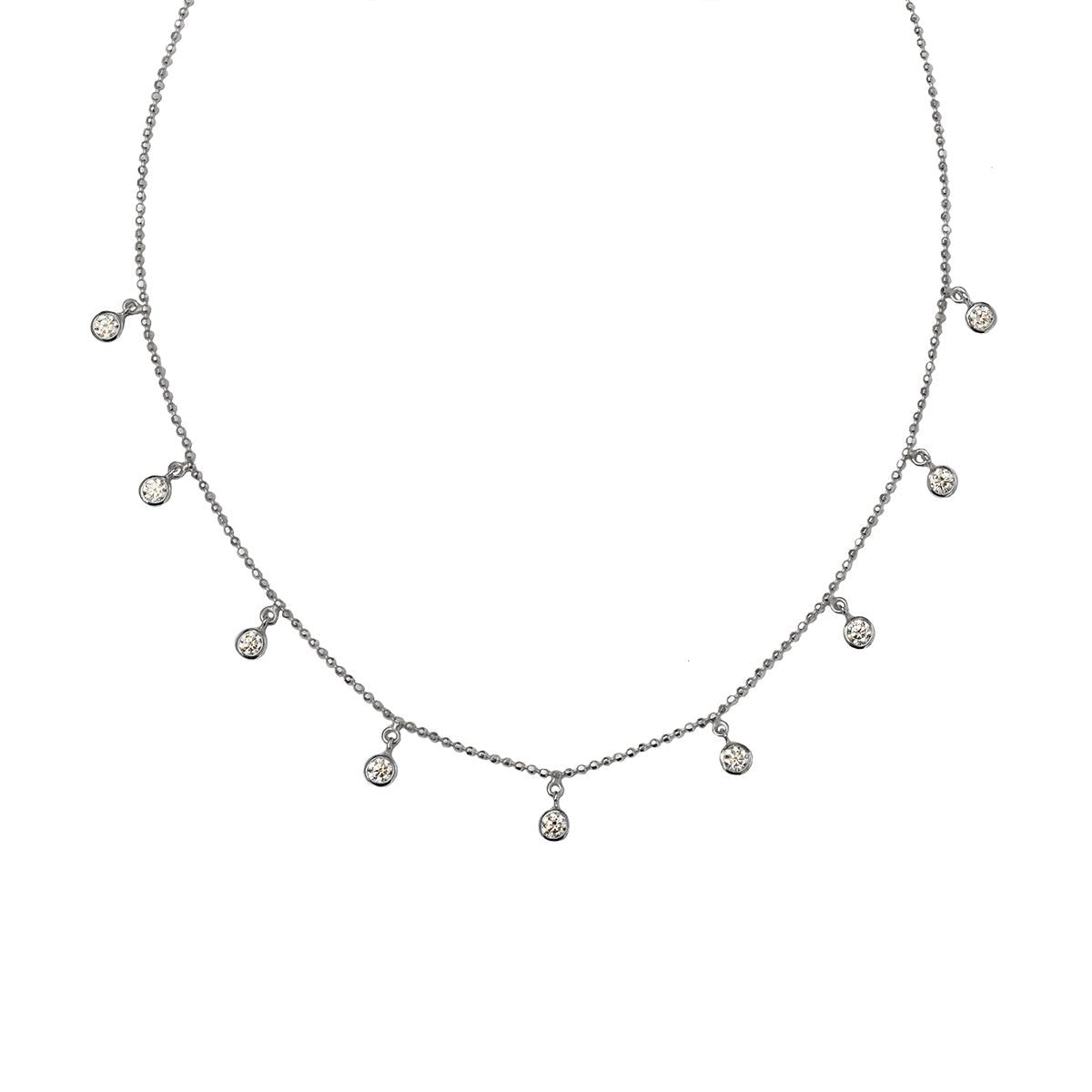 Dipta 9 Stone CZ Necklace - Sterling Silver