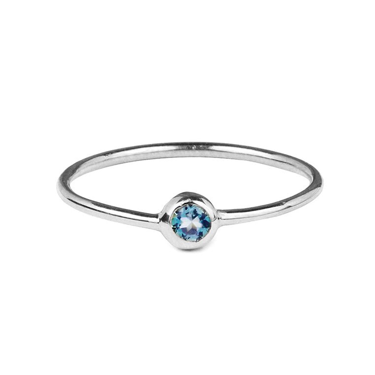 Dipta Tiny Single Bubble Ring Sterling Silver - Blue Topaz